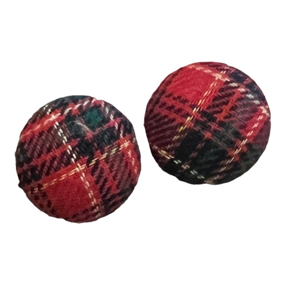 Jewelry | Vintage Clip Earrings Adjustable Tightening Plaid Red Yellow ...